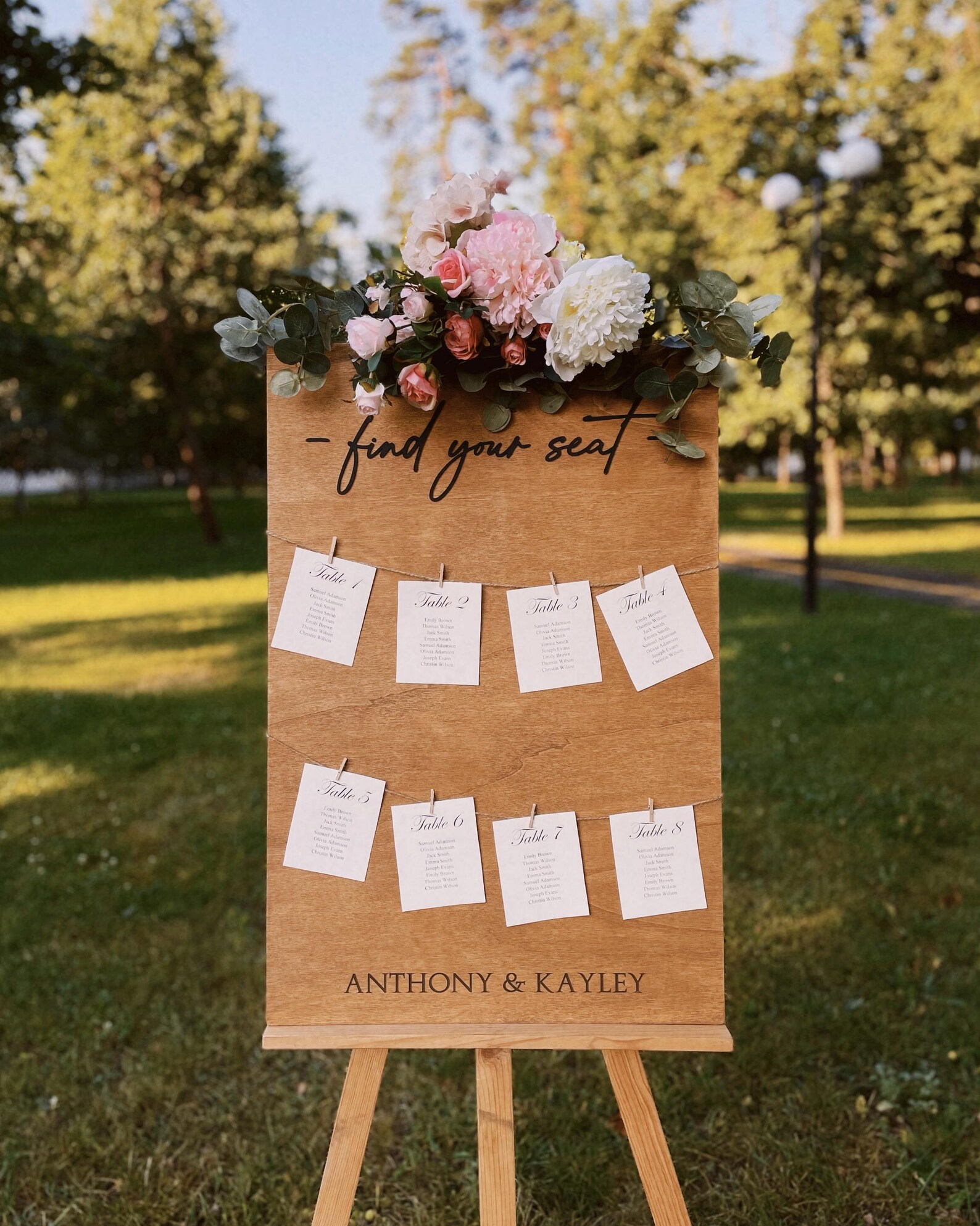 Custom Table Seating Chart, Wedding Place Organized, White Gold Wedding ...