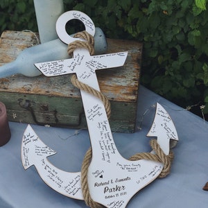 Nautical Beach Wedding Guest Book Alternative, Wooden Anchor Guest Book ...