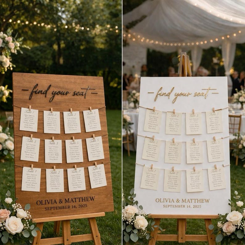 Custom Table Seating Chart, Wedding Place Organized, Engagement Party ...