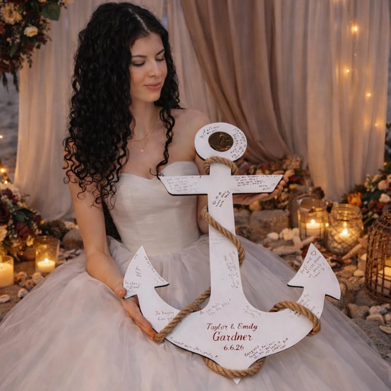 Anchor Wedding Guest Book, Nautical Wedding Sign, Ocean Wedding Decor ...