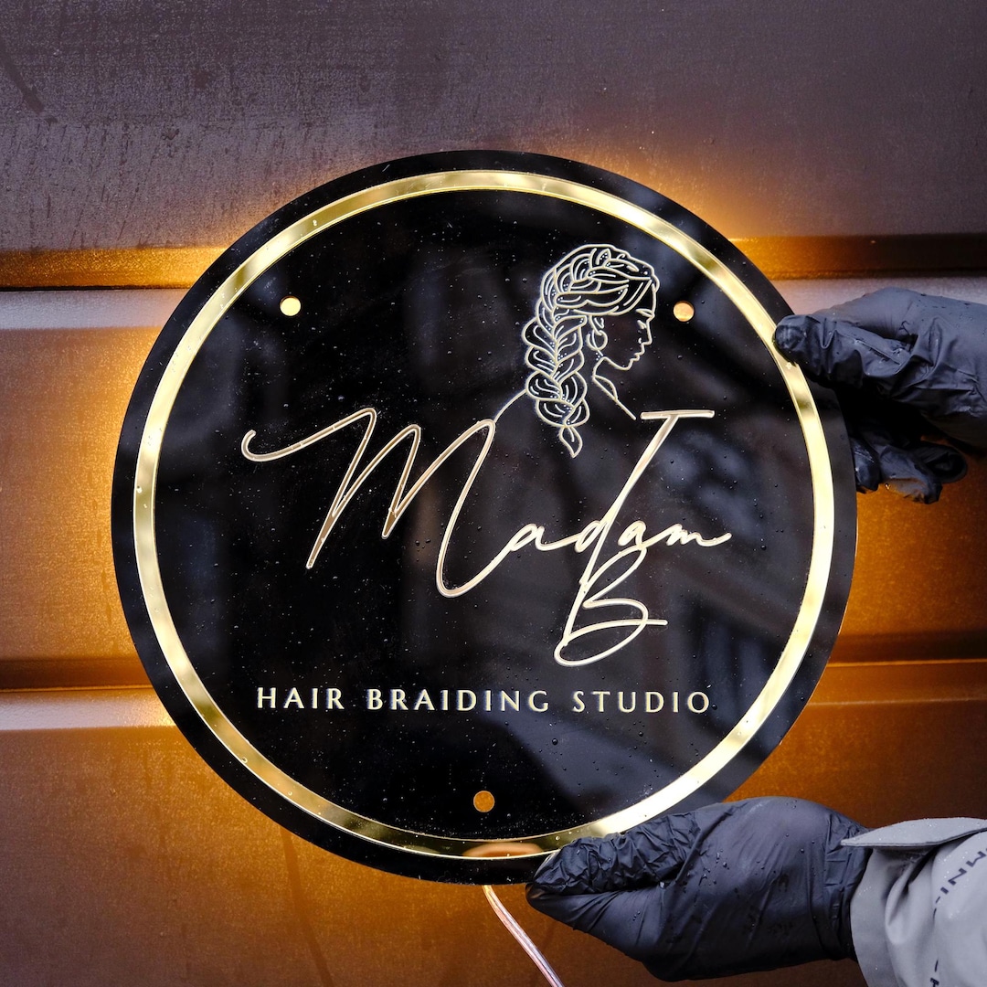 Custom Acrylic Logo Sign With Backlit, Business Wall Logo, Beauty Salon ...