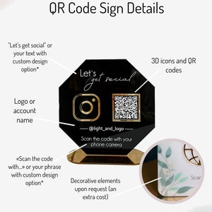 Multi QR Code Sign Business, Acrylic Lets Get Social Sign, Scan to Pay ...