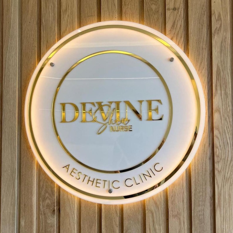 Custom Light up Acrylic Logo Sign, 3D Business LED Wall Logo for Beauty ...