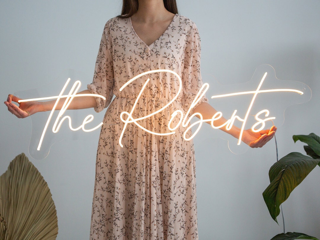 Custom Neon Sign Wedding Backdrop, Last Name Sign Wedding Decor ...