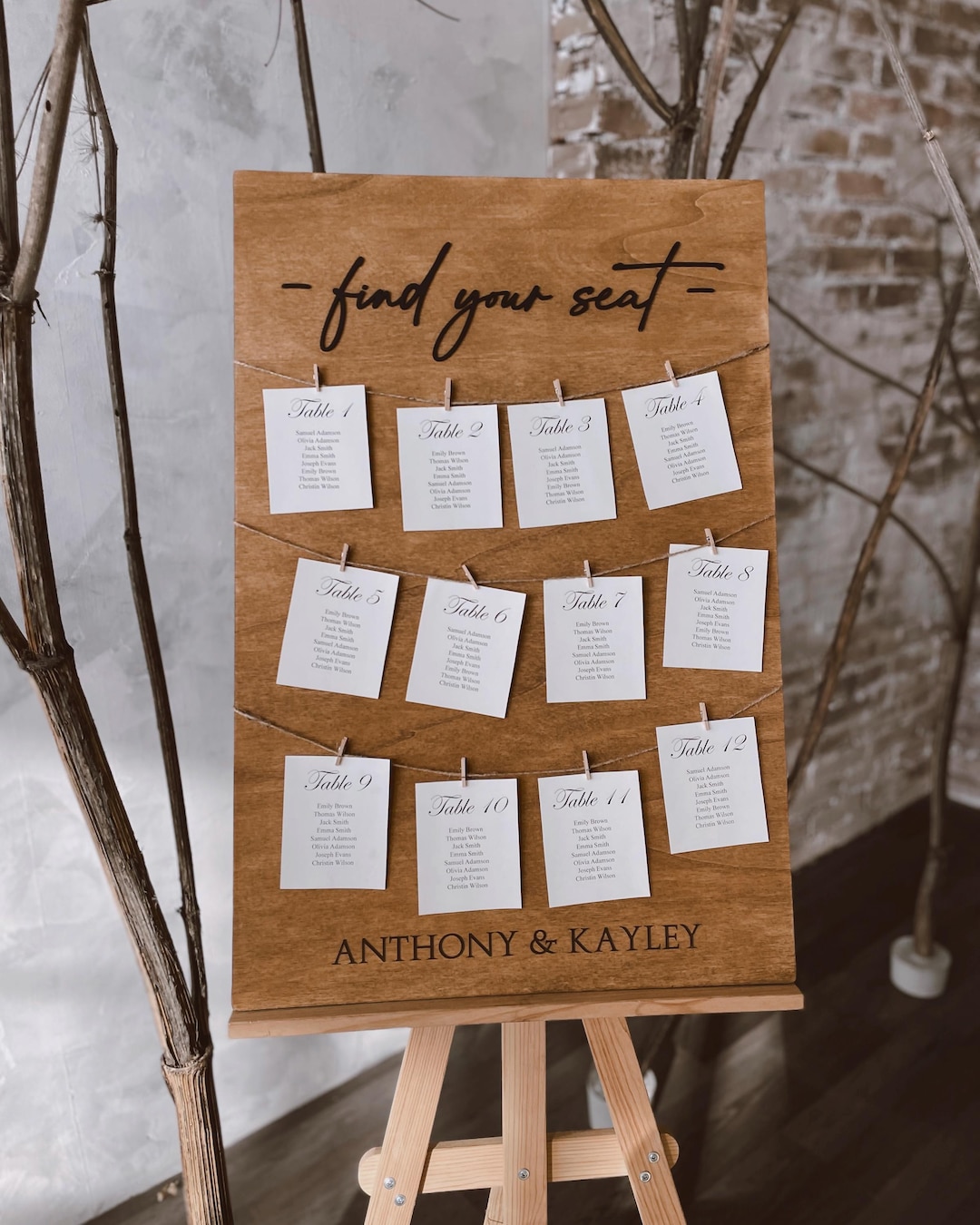 Wooden Table Seating Chart, Wedding Guests Seating Board, Personalized ...