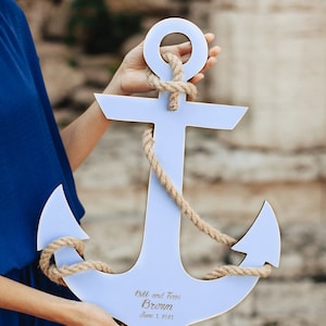 Nautical Beach Wedding Guest Book Alternative, Wooden Anchor Guest Book ...