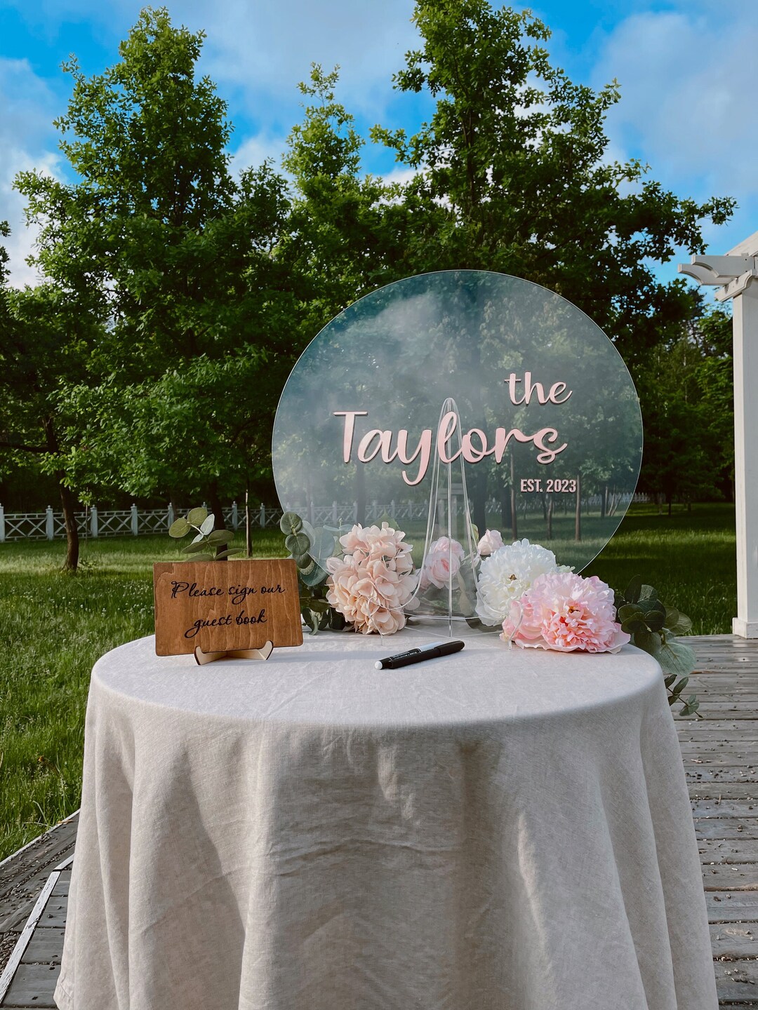 Acrylic Wedding Sign & Guest Book Alternative Clear Acrylic Engagement ...