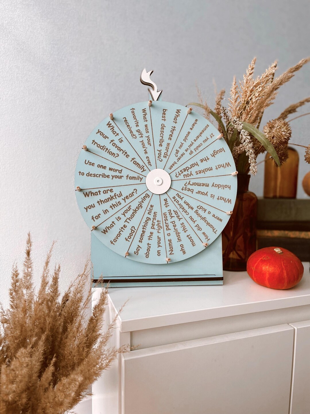Thanksgiving Game, Wooden Spinning Wheel, Personalized Family Activity ...