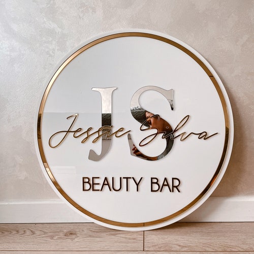 Gold Logo Sign Custom Acrylic Sign Acrylic Salon Sign - Etsy Canada