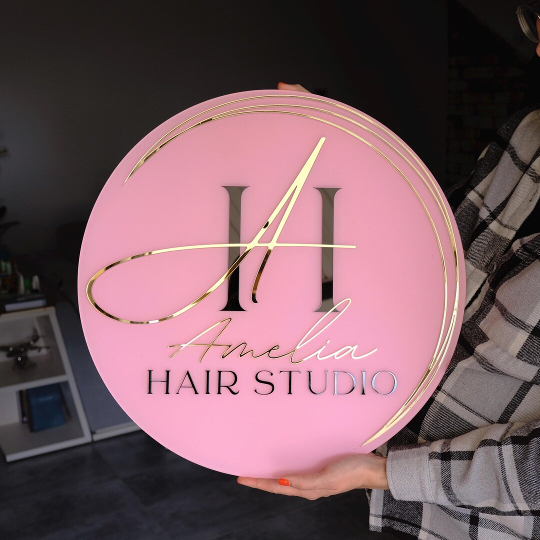 Custom Business Logo Sign, Blush Wall Decor, 3D Acrylic Sign, Office ...