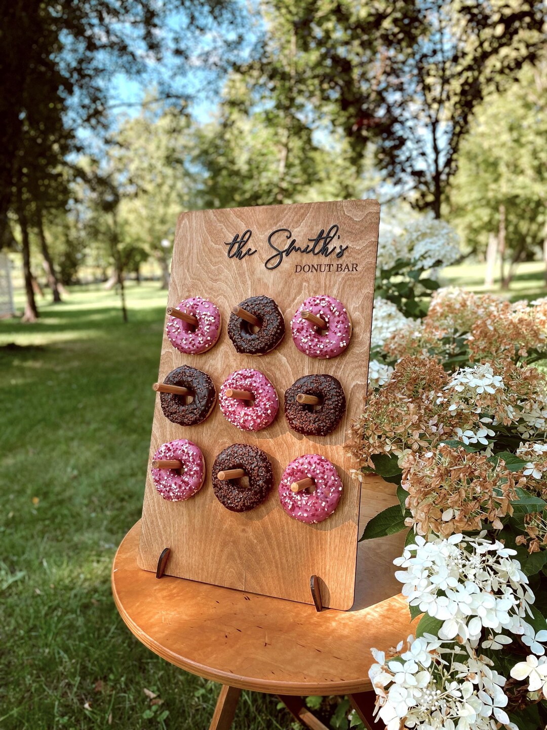 Personalized Wooden Donut Wall Stand, Party Dessert Table Centerpiece ...