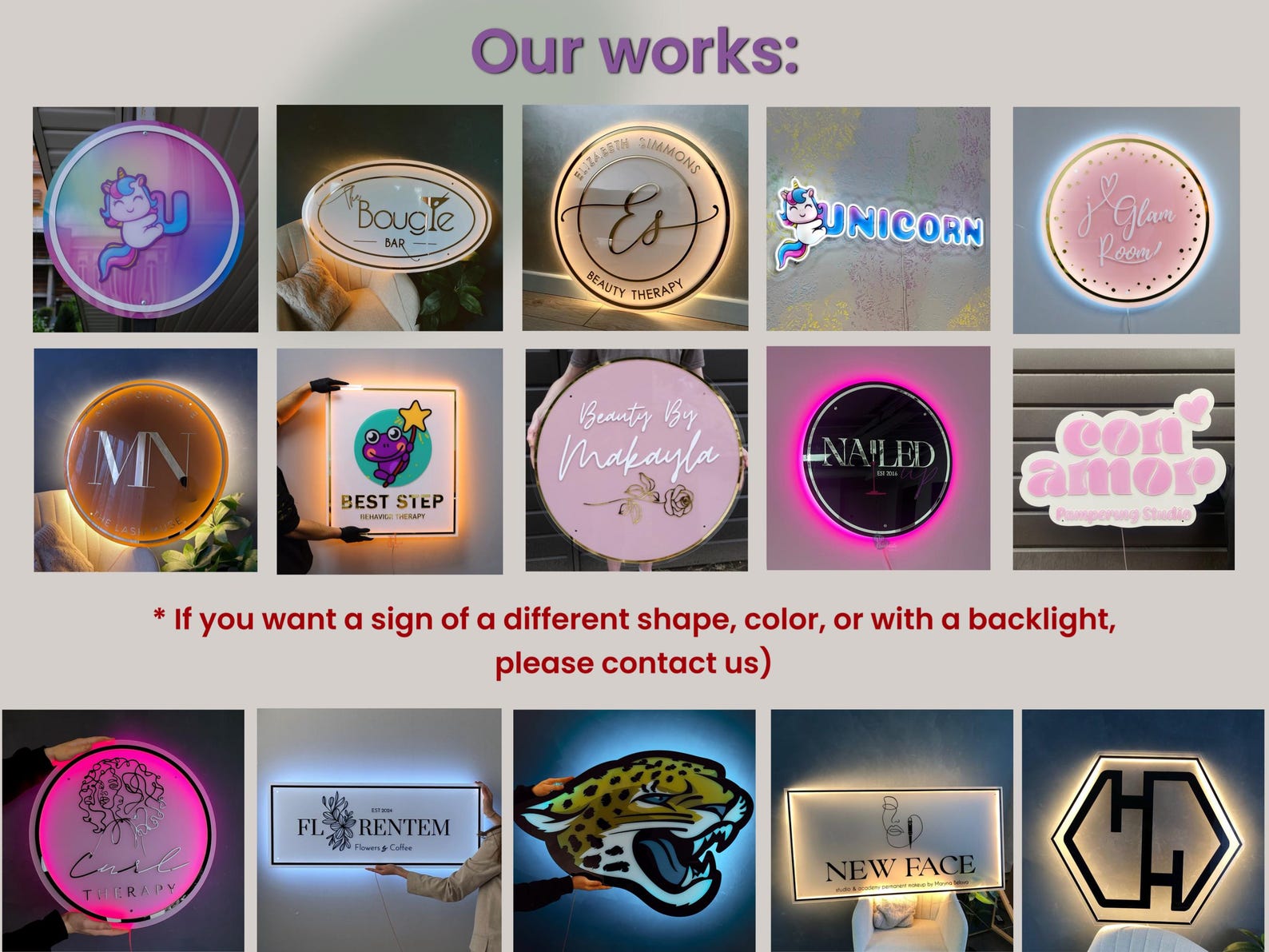 3D Blush Round Business Logo Sign, Custom Acrylic Business Sign, Salon ...