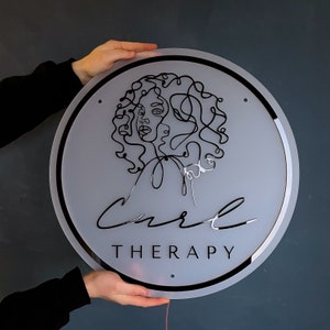 3D Blush Round Business Logo Sign, Custom Acrylic Business Sign, Salon ...