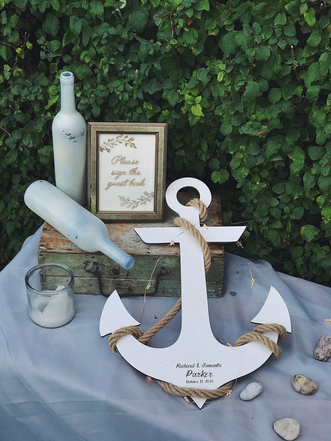 Anchor Wedding Guest Book Nautical Wedding Sign Navy Wedding - Etsy