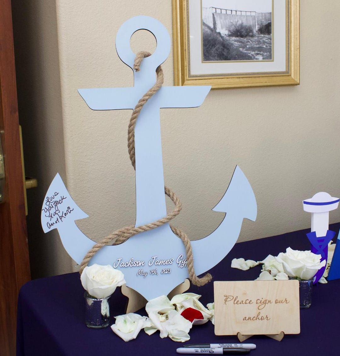 Anchor Wedding Guest Book, Nautical Wedding Sign, Ocean Wedding Decor ...