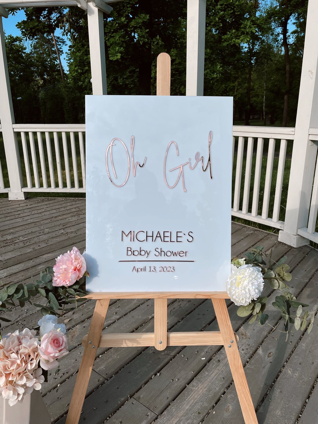 Custom Baby Welcome Sign White Baby Shower Signage Personalized Name ...
