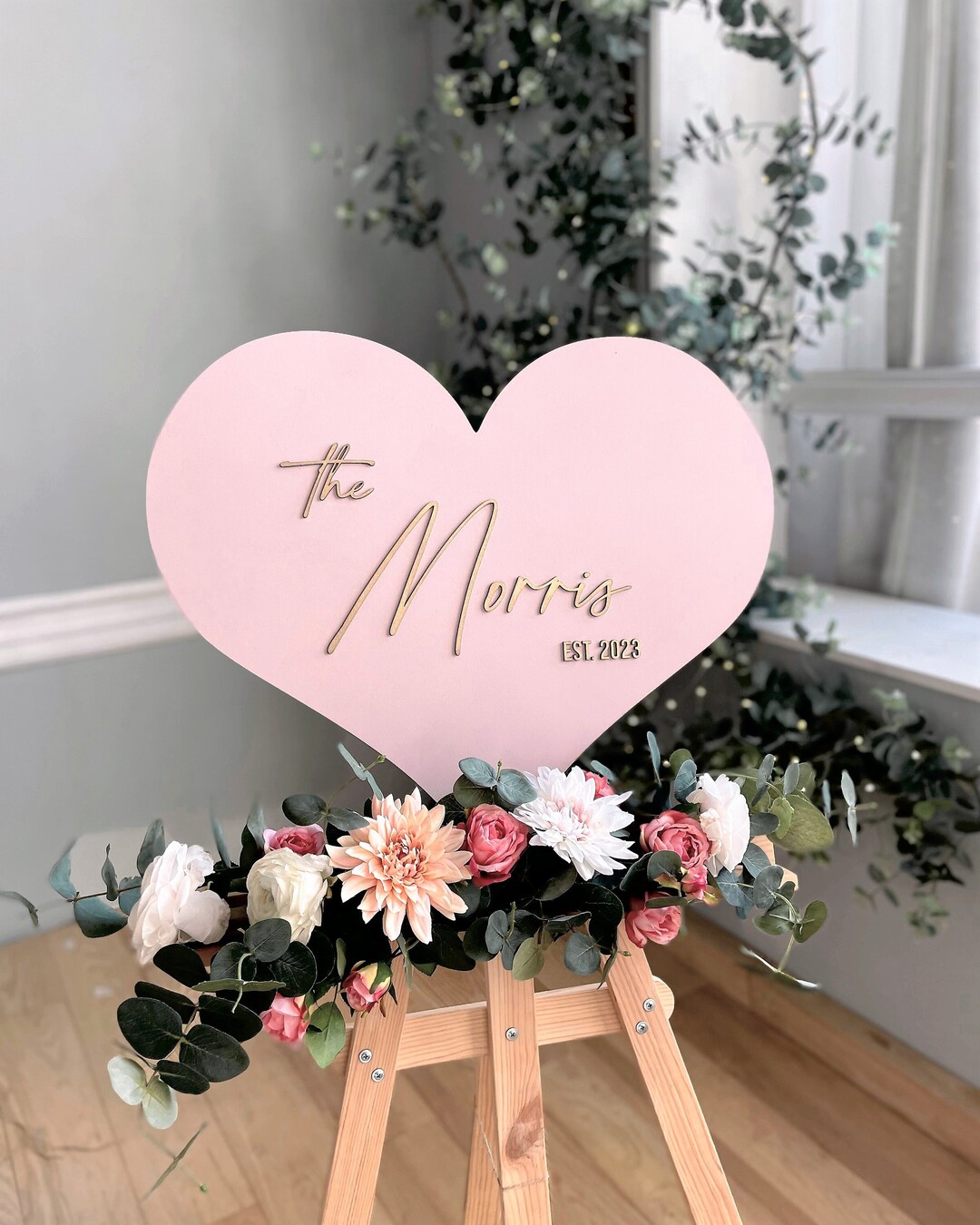 Heart Wedding Sign Personalized, Custom Family Sign, Wedding Guest Book ...