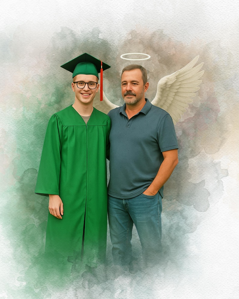 Custom Graduation Portrait, Memorial Drawing Graduation, Add Deceased ...