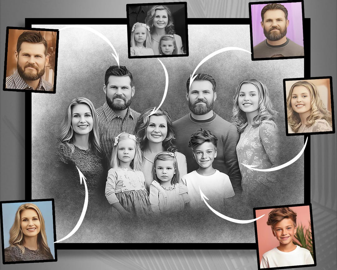 Realistic Merge of Family Photo - Stunningly Blended Artwork - Perfect ...