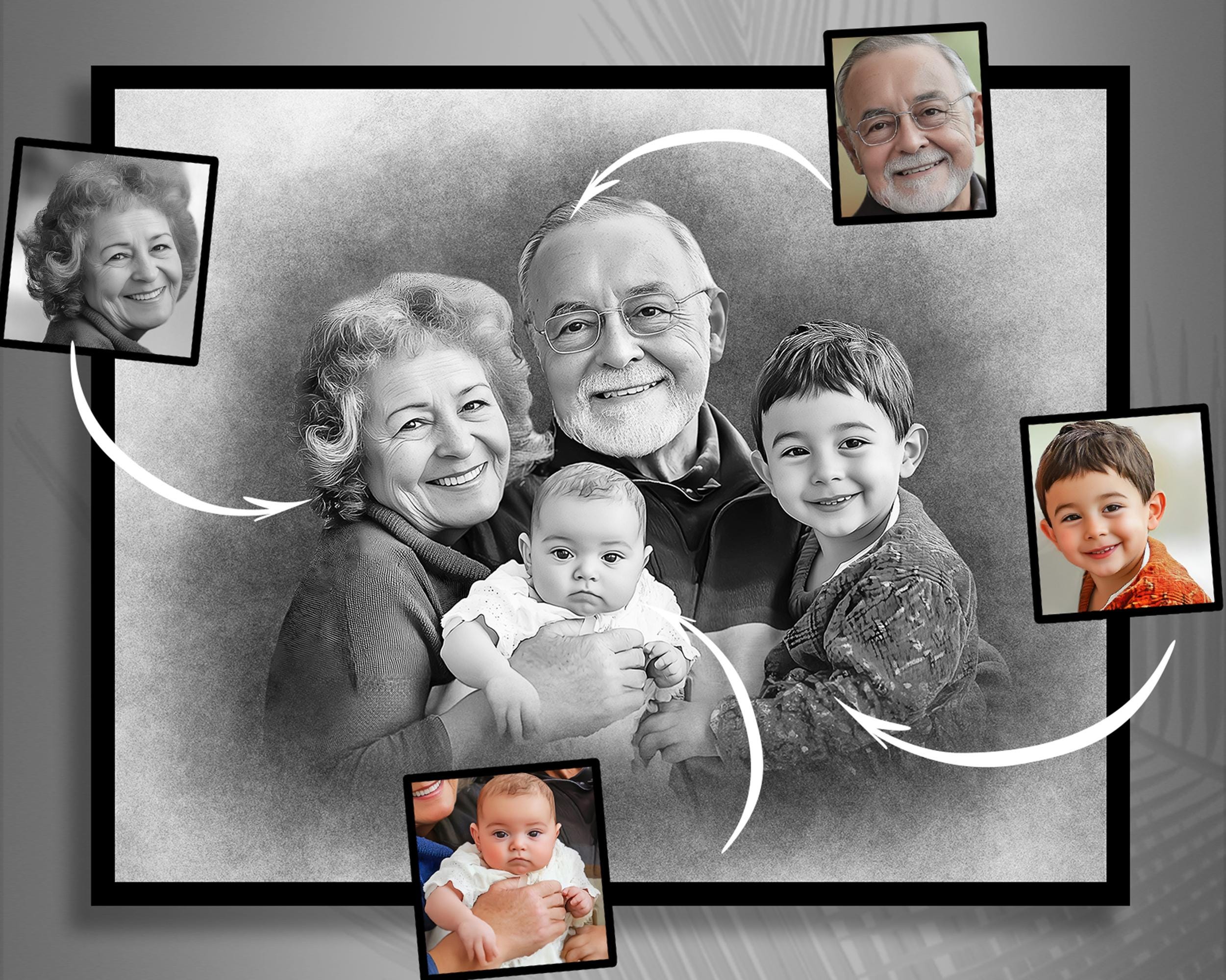 Realistic Merge of Family Photo - Stunningly Blended Artwork - Perfect ...