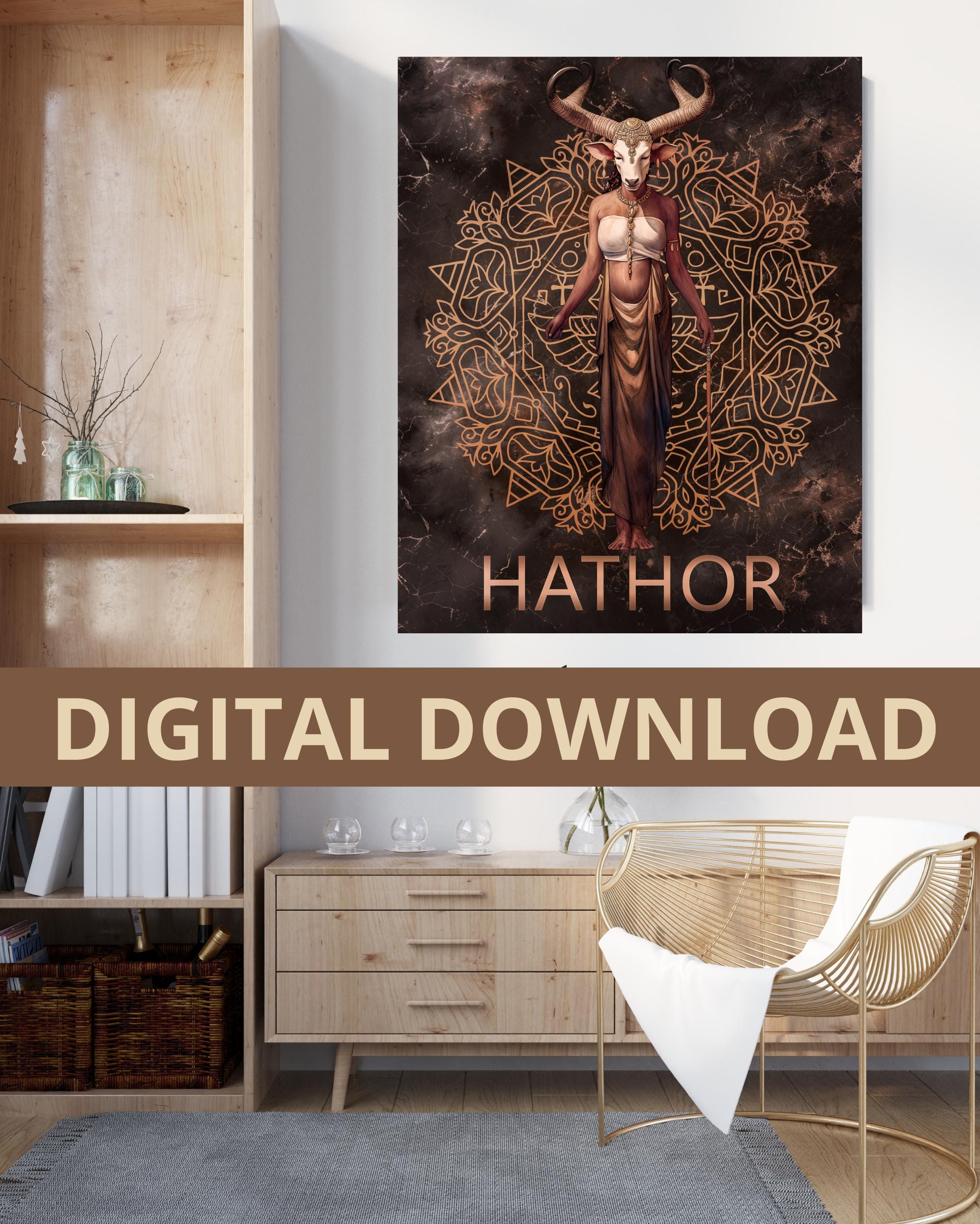 Hathor Wall Art Print, the Cow Goddess of Love and Joy - Egyptian ...