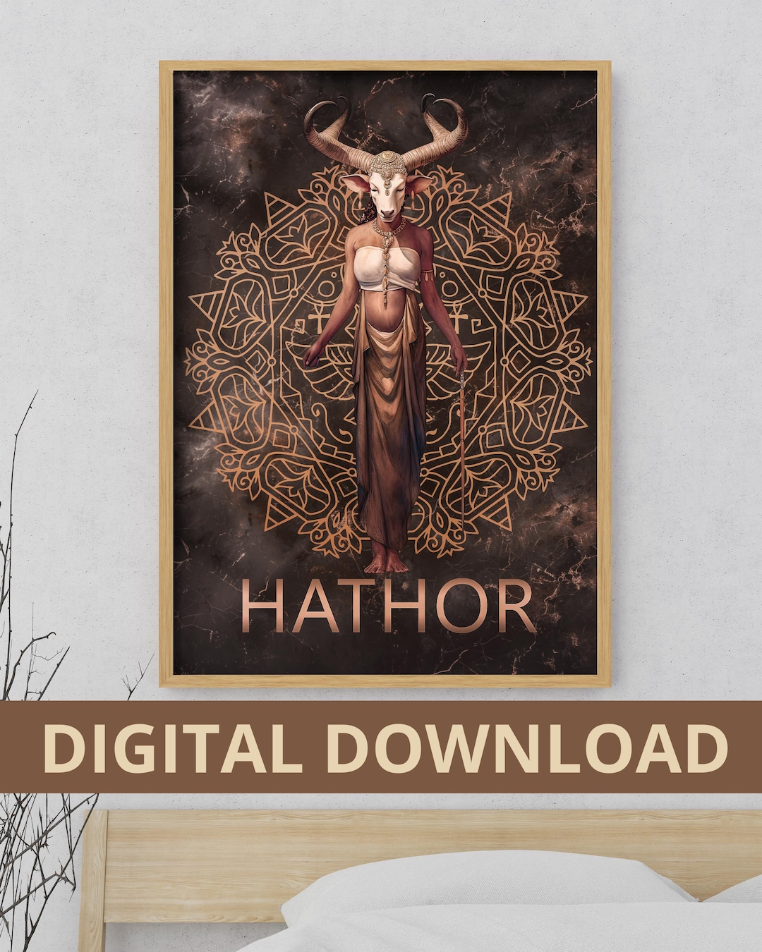 Hathor Wall Art Print, the Cow Goddess of Love and Joy - Egyptian ...