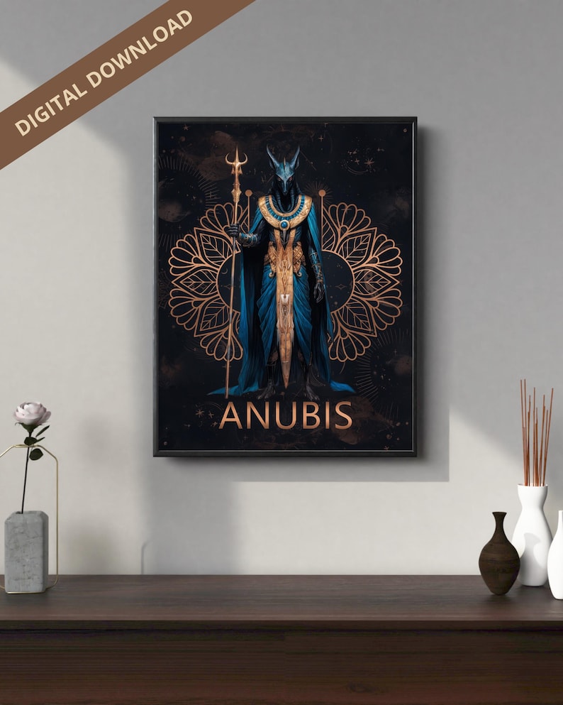 Anubis Poster – Gold and Blue Egyptian God Art (digital Download) - Etsy