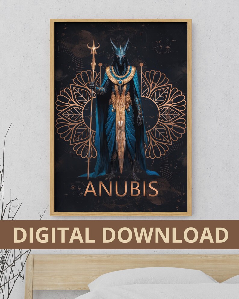 Anubis Poster – Gold and Blue Egyptian God Art (digital Download) - Etsy