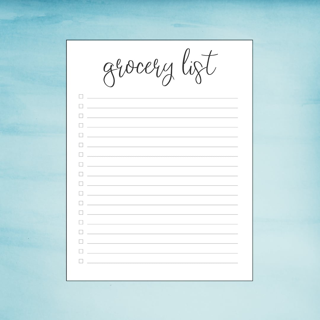 Simple Grocery List Printable Download - Etsy