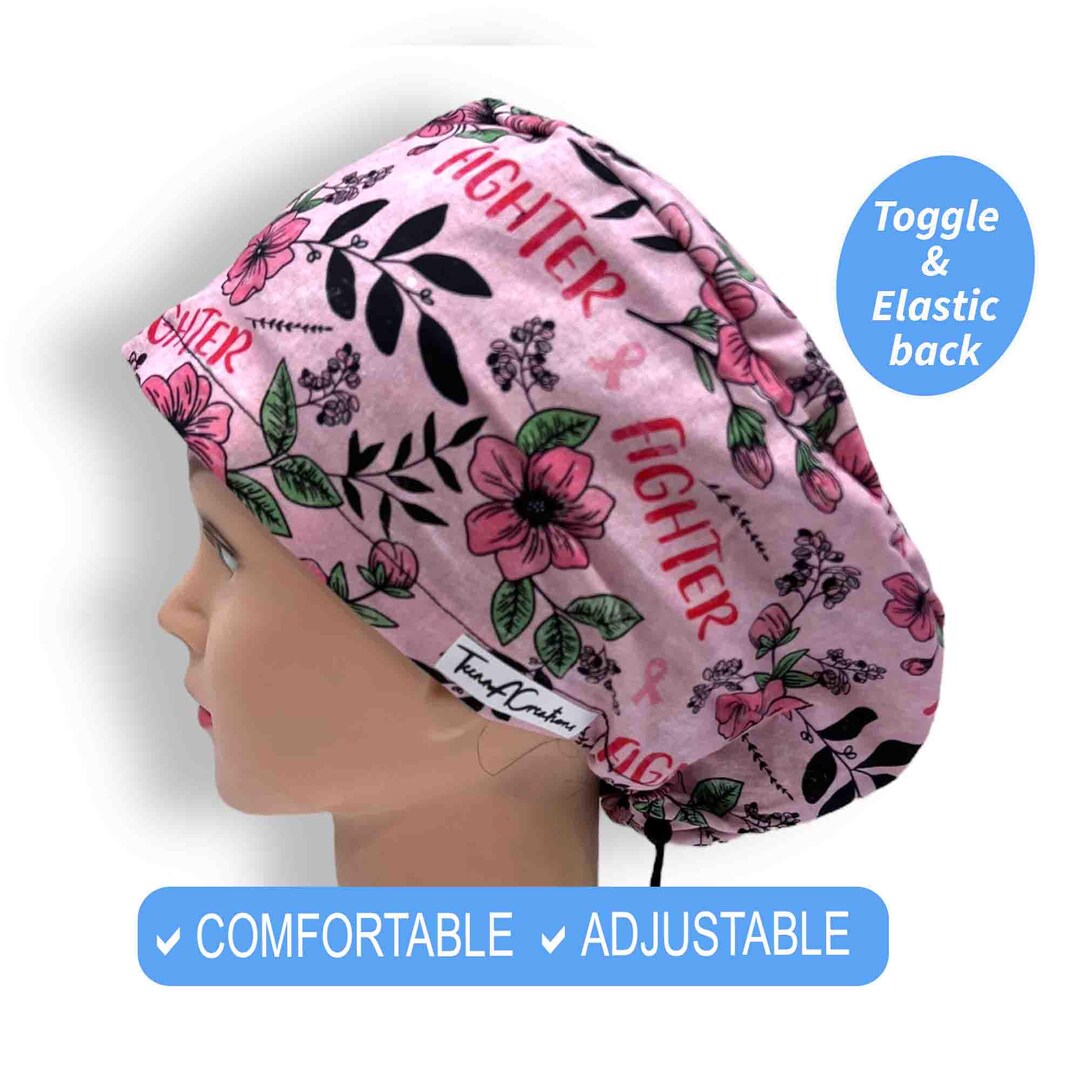 Satin Lined Scrub Hats | Breast Cancer Scrub Caps for Women, Anesthesia ...