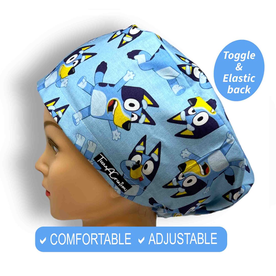Cartoon Scrub Cap | Bluey Scrub Hats, Satin Lined Scrub Caps for Women ...