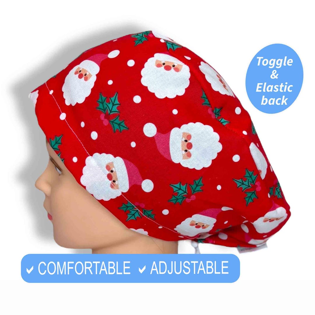 Christmas Euro Scrub Cap | Santa Scrub Hats, Midwife or Nurse Gift ...