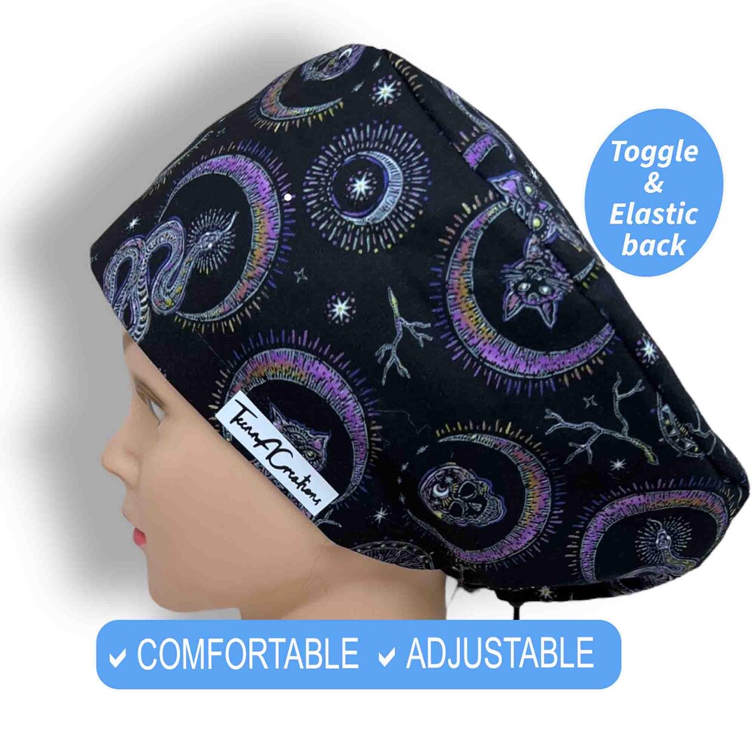 Satin Lined Scrub Hats | Snake Surgery Cap, Anesthesia Scrub Caps for ...