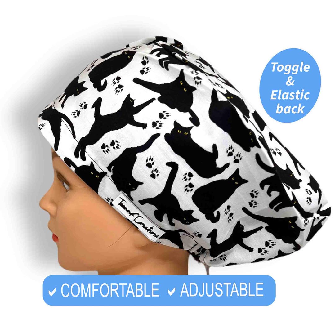 Cat Scrub Hats | Fun Nurse Gift Euro Scrub Caps With Optional Satin ...