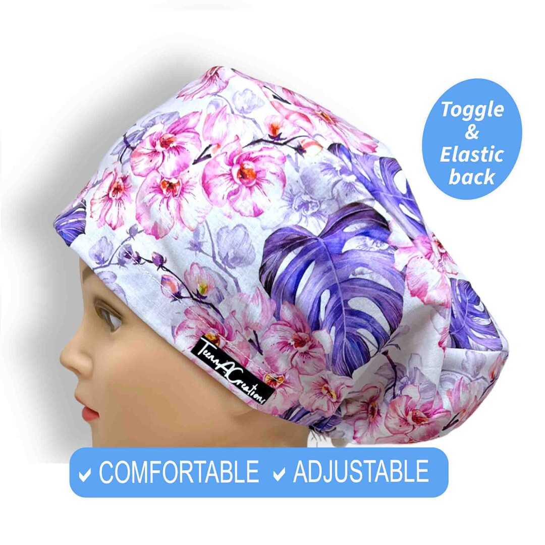 Satin Lined Scrub Hats | Scrub Caps for Women, midwife Gift, chemo ...