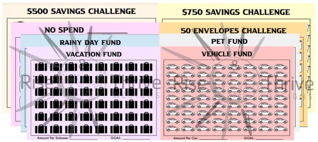 12 Printable | Savings Challenge Bundle | Cash | Envelope | Saving ...