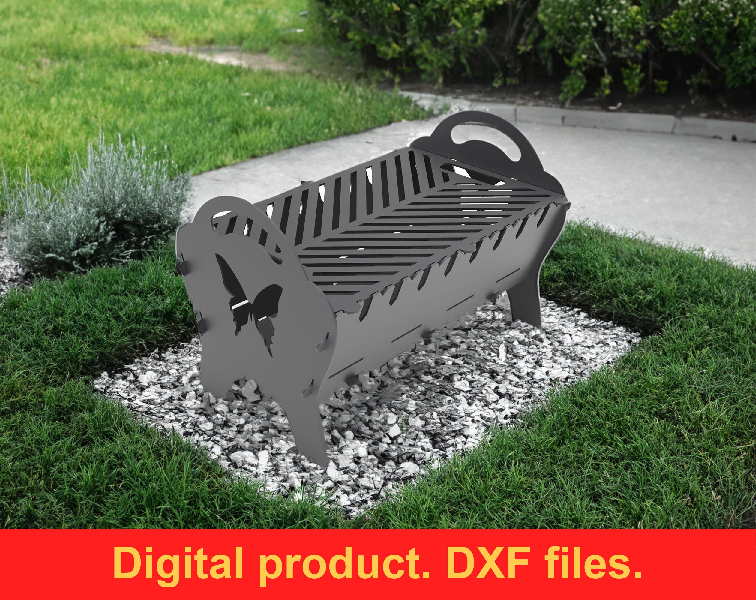 Fire Pit With Butterfly, Grill DXF Files for Plasma, Laser, CNC, Fire ...
