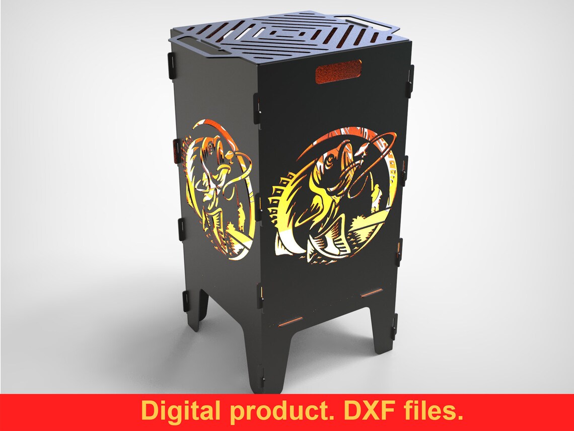 Fishing V3 Fire Pit Grill DXF Files for Plasma Laser CNC | Etsy Canada