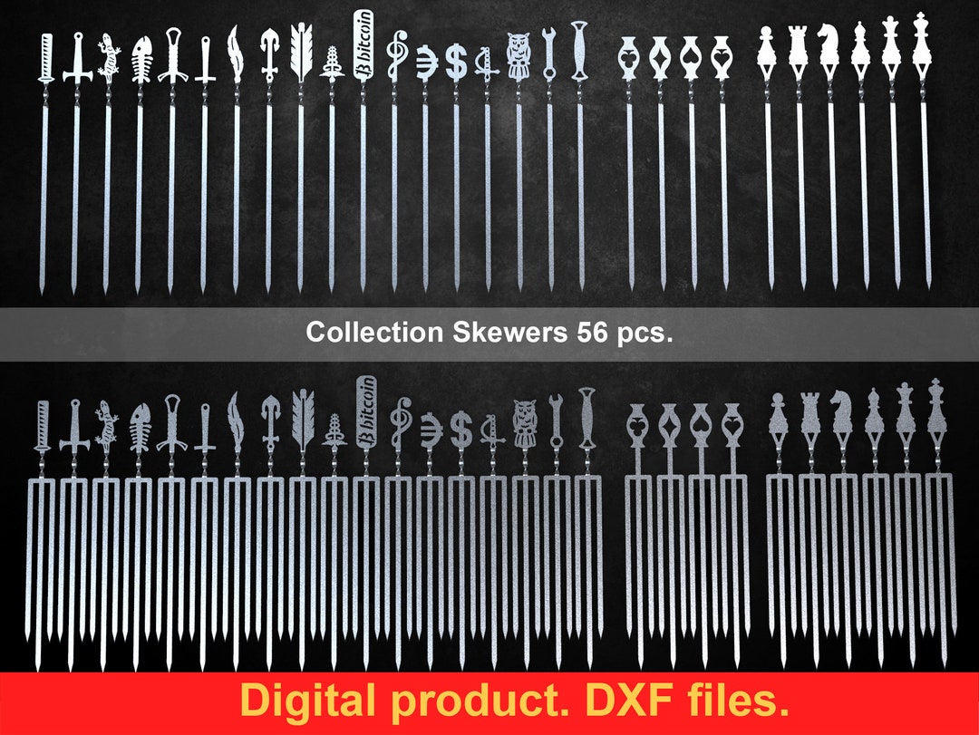Bundle 56 Pcs. Skewers. DXF Files for Plasma, Laser, CNC. Kebab Skewers ...