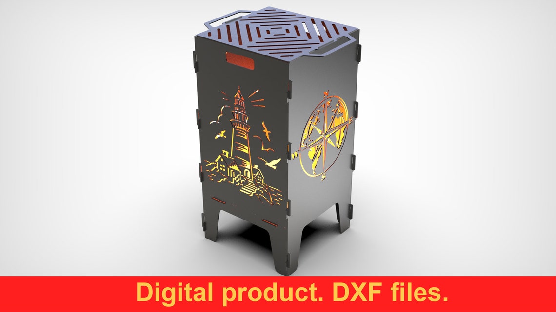 Lighthouse and Compass Fire Pit Grill DXF Files for Plasma | Etsy