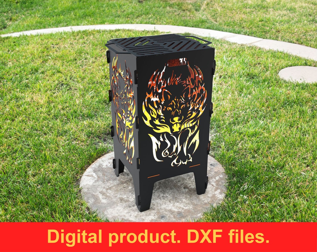 Fire Wolf, Fire Pit Grill DXF Files for Plasma, Laser, CNC, Fire Pit ...