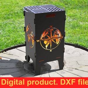 Compass Fire Pit Grill DXF Files for Plasma, Laser, CNC, Fire Pit ...