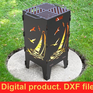 Sailboat Fire Pit Grill DXF Files for Plasma, Laser, CNC, Fire Pit ...