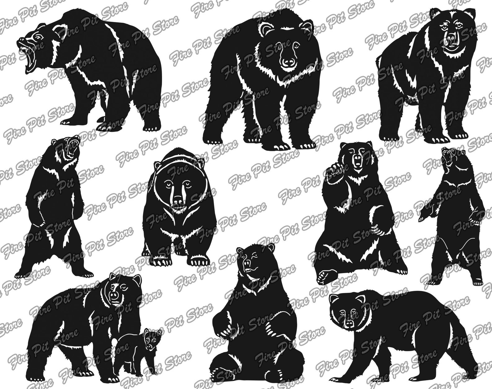 Bundle Bears. Vector Art File. Digital Files Dxf Svg Png | Etsy
