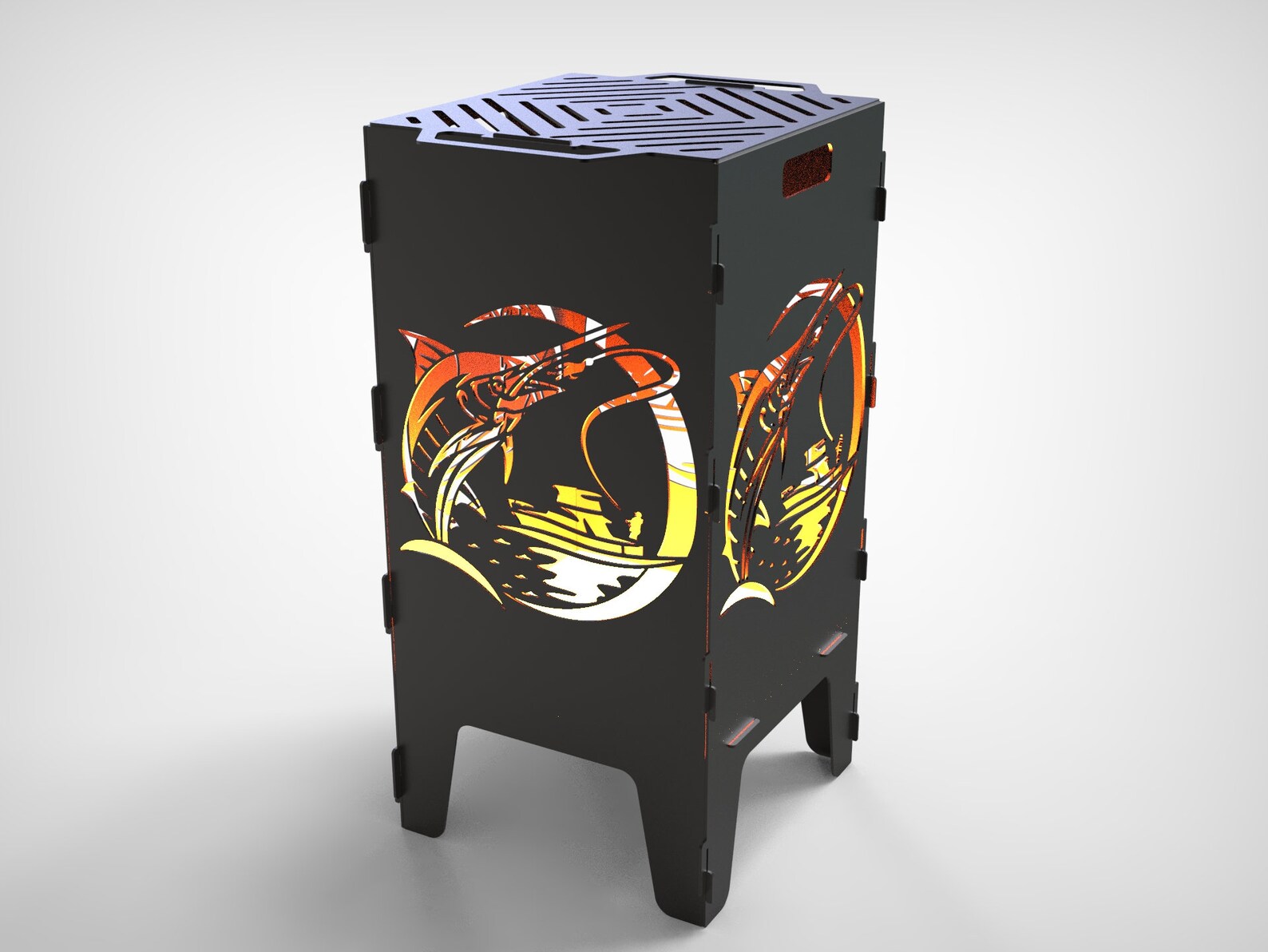 Fishing V2 Fire Pit Grill DXF Files for Plasma Laser CNC | Etsy