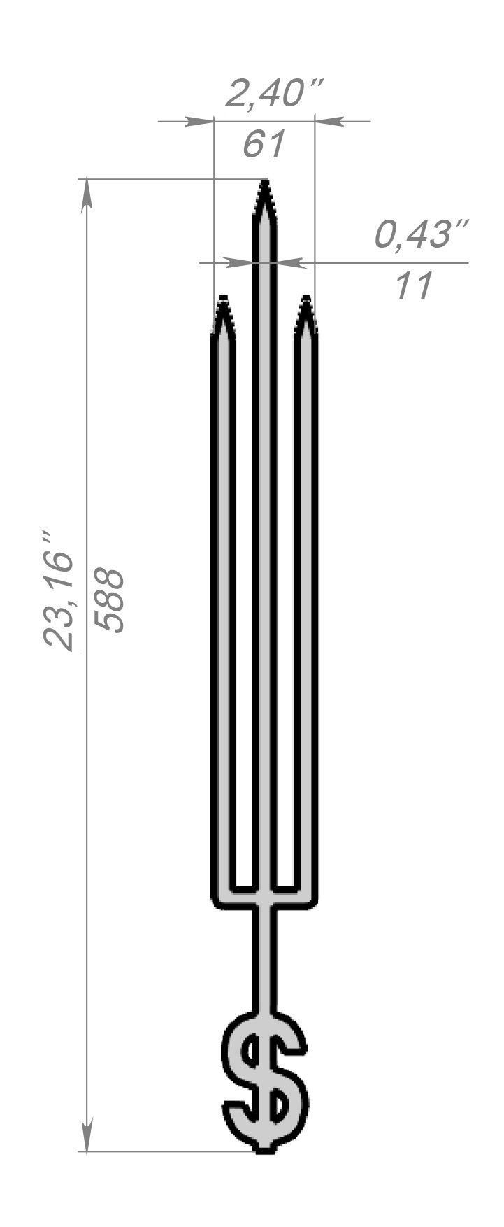 Skewers Trident Dollar DXF Files for Plasma Laser CNC. | Etsy