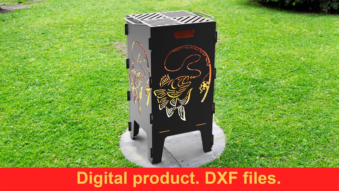 Fish, Fishing Fire Pit Grill DXF Files for Plasma, Laser, CNC, Fire Pit ...