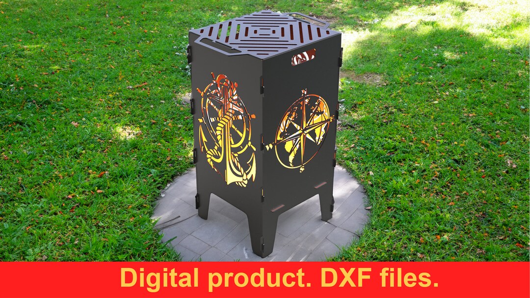 Compass and Anchor Fire Pit Grill DXF Files for Plasma, Laser, CNC ...