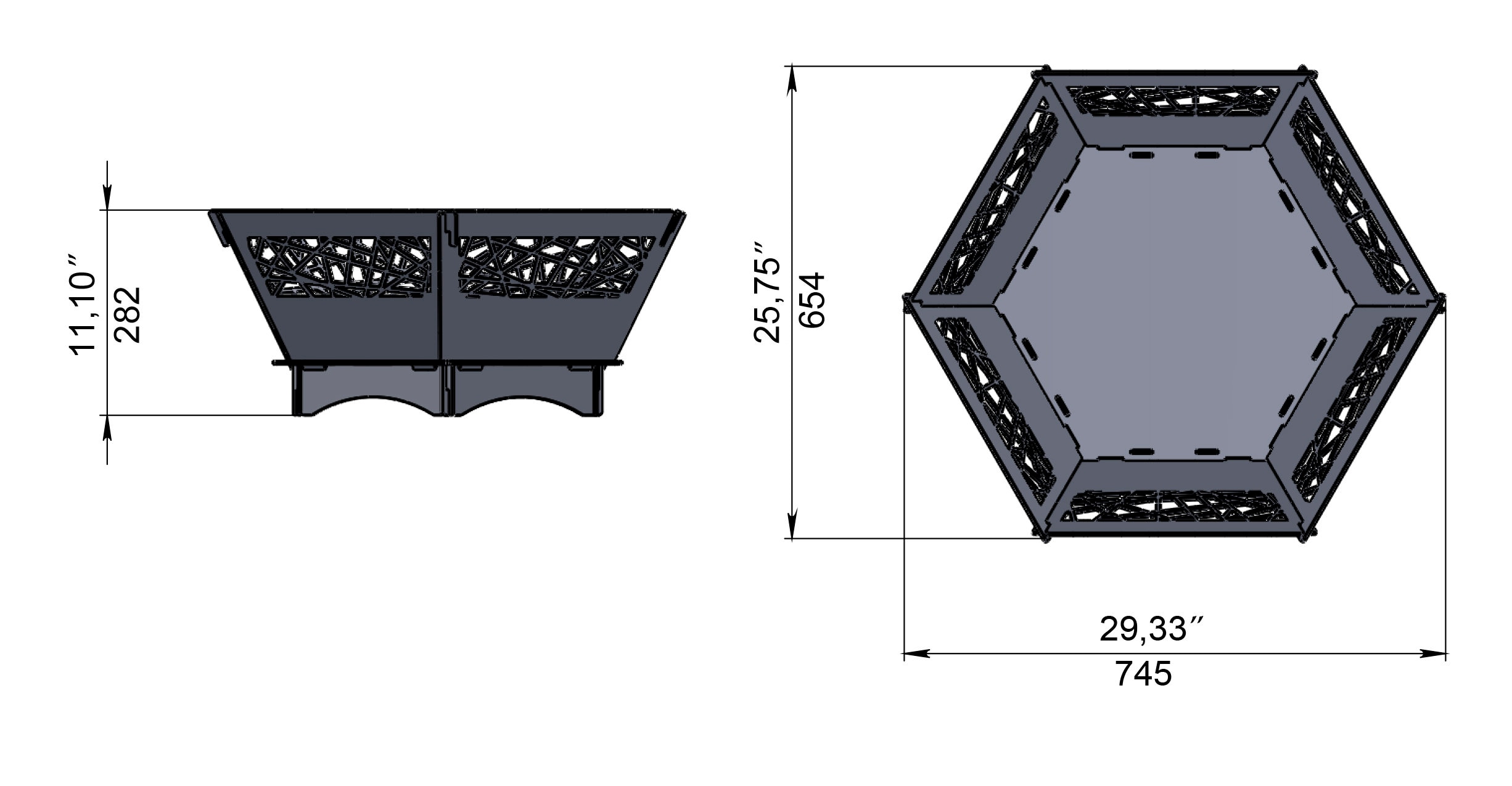 Hexagon Fire Pit V1 DXF Files for Plasma Laser Cutting CNC. - Etsy