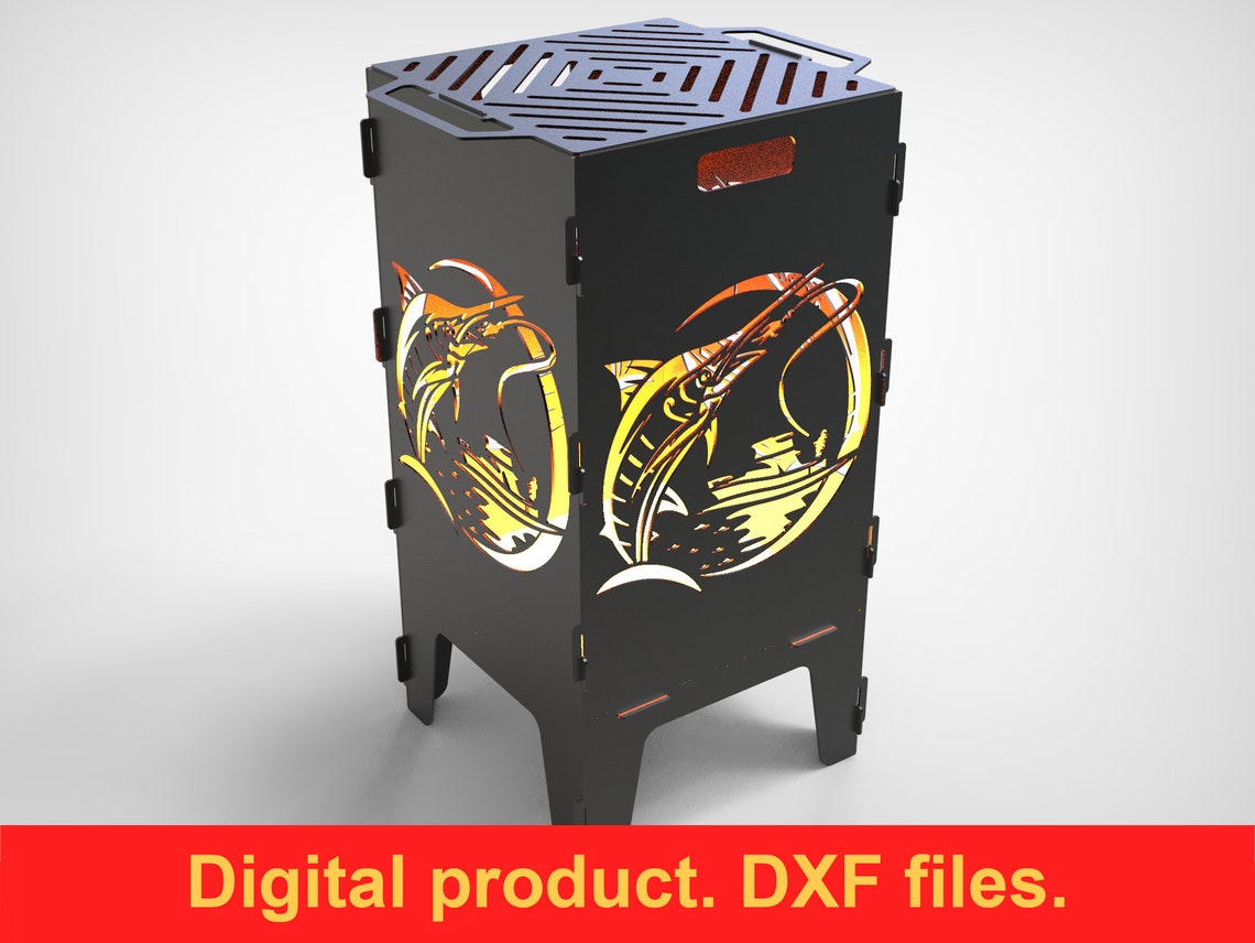 Fishing V2 Fire Pit Grill DXF Files for Plasma Laser CNC | Etsy